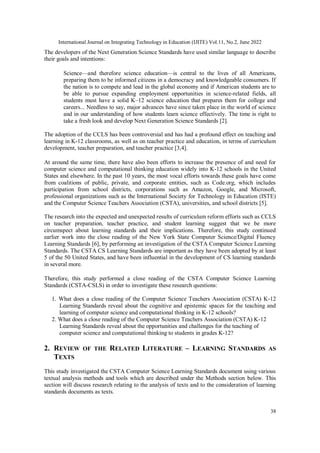 Cognitive and Epistemic Spaces in the CSTA Computer Science Learning Standards | PDF