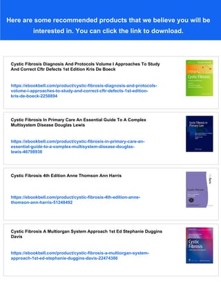 Cystic Fibrosis Diagnosis And Protocols Volume Ii Methods And Resources ...