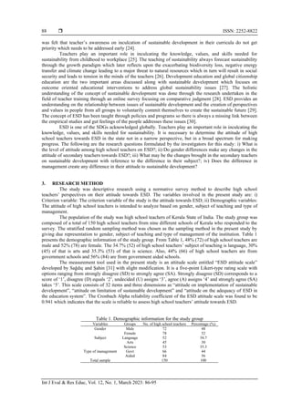 Teachers’ attitude towards education for sustainable development: A ...