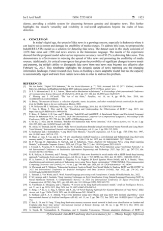 Hybrid model: IndoBERT and long short-term memory for detecting Indonesian hoax news | PDF
