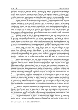 Hybrid model: IndoBERT and long short-term memory for detecting ...