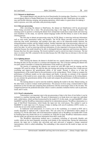 Hybrid model: IndoBERT and long short-term memory for detecting ...