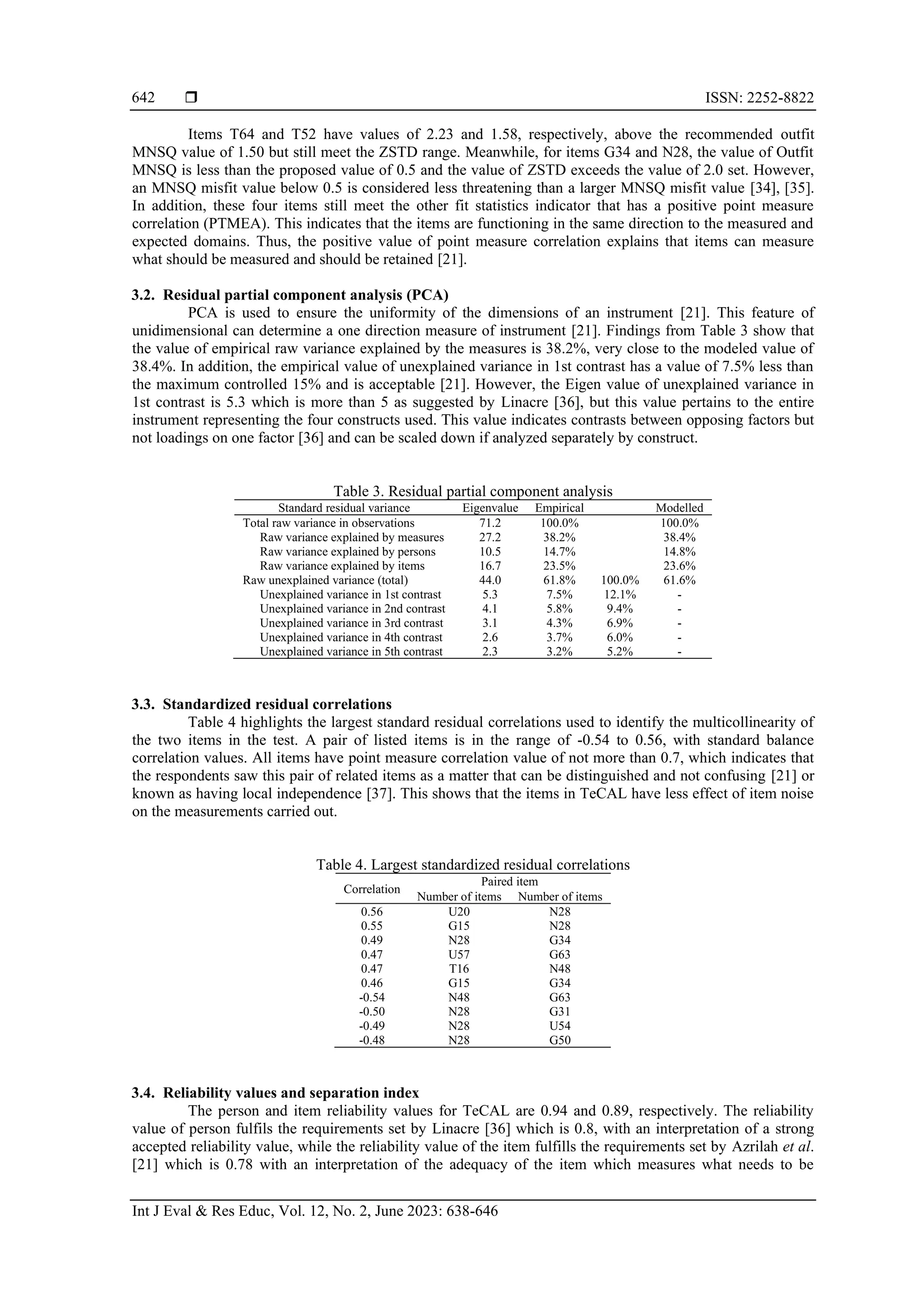 Psychometric properties of teacher classroom assessment literacy ...