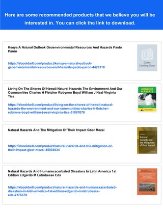 Natural Hazards And Environmental Change Bill Mcguire Ian Mason | PDF