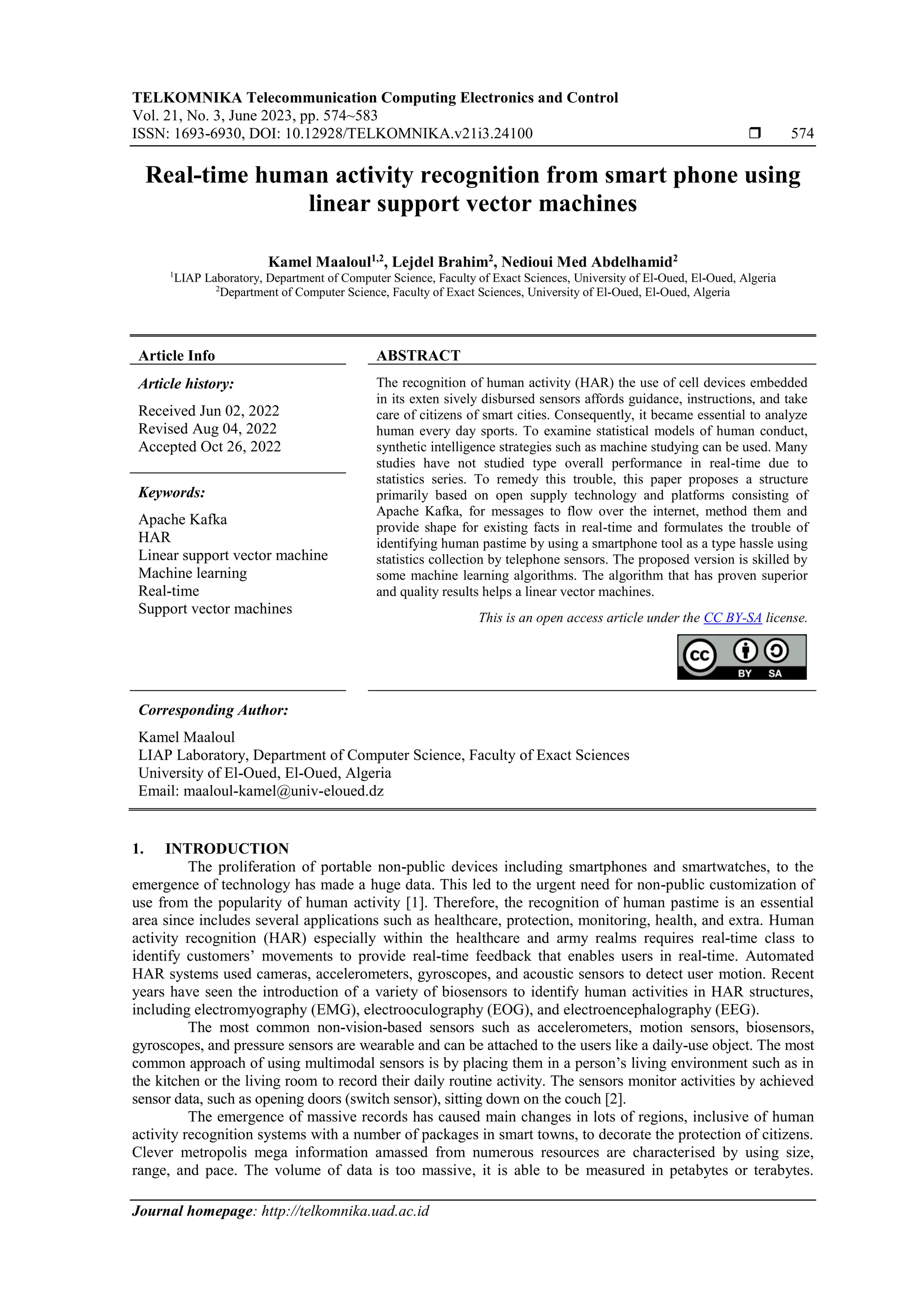 Real Time Human Activity Recognition From Smart Phone Using Linear Support Vector Machines Pdf