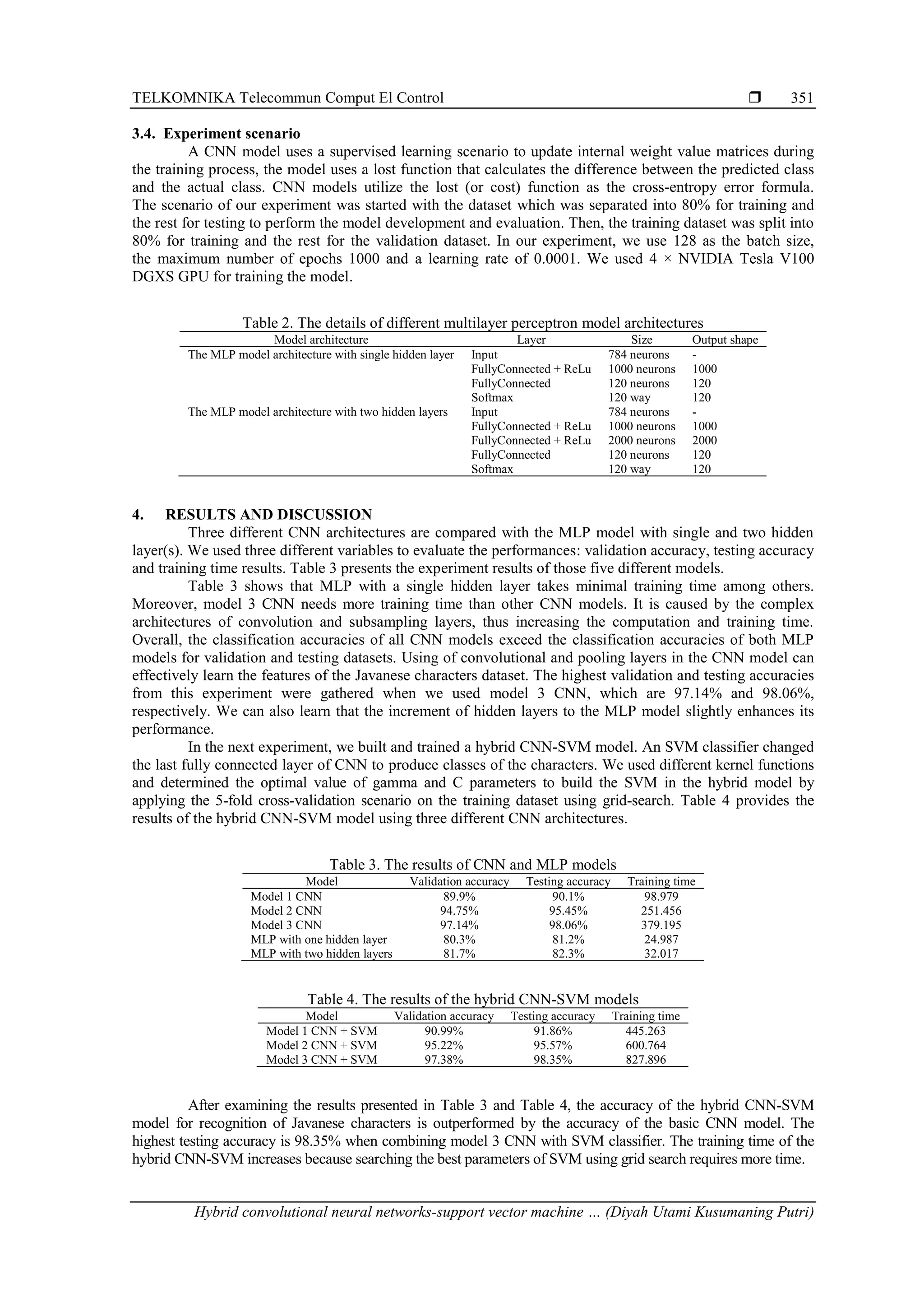 Hybrid convolutional neural networks-support vector machine classifier with dropout for Javanese ...