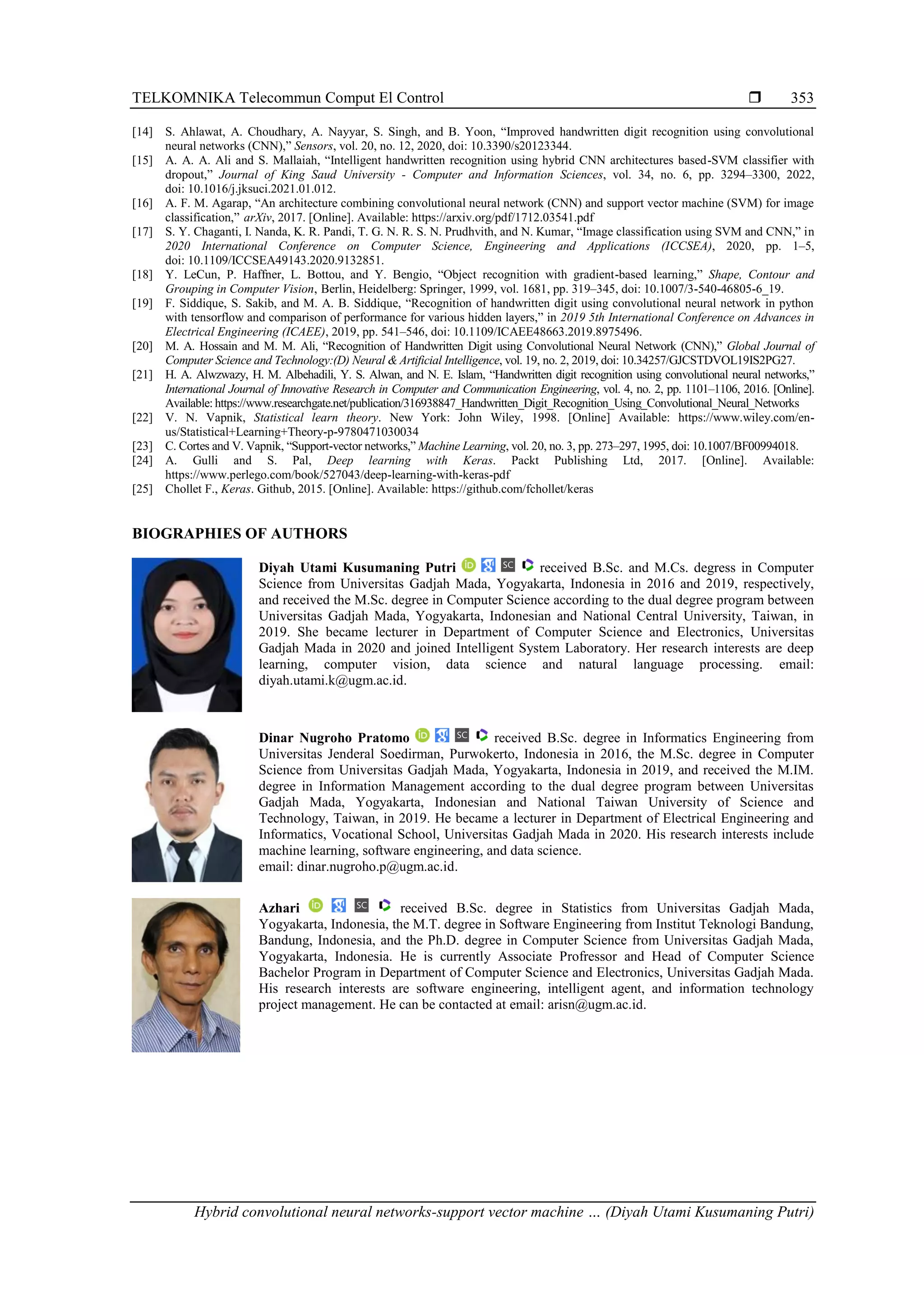 Hybrid convolutional neural networks-support vector machine classifier with dropout for Javanese ...