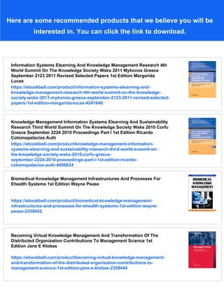 Knowledge Management And Elearning Jay Liebowitz | PDF