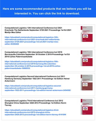 Computational Logistics 11th International Conference Iccl 2020 ...