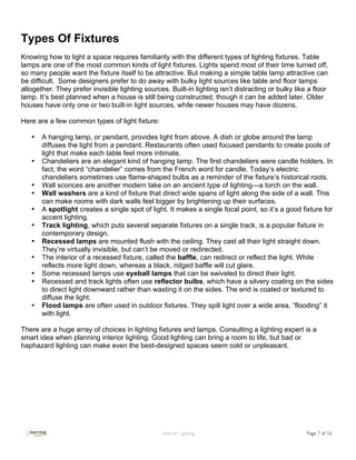 Interior Lighting Guide - Interior Lighting Bringing Rooms To Life | PDF