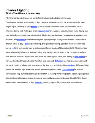 Interior Lighting Guide - Interior Lighting Bringing Rooms To Life | PDF