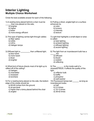 Interior Lighting Guide - Interior Lighting Bringing Rooms To Life | PDF