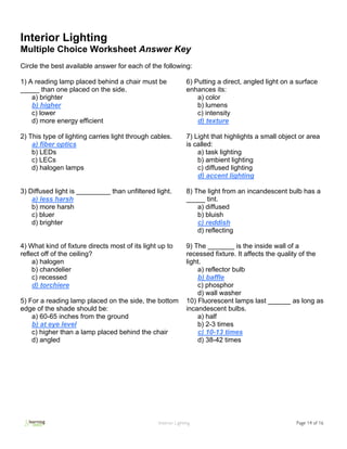 Interior Lighting Guide - Interior Lighting Bringing Rooms To Life | PDF
