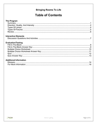 Interior Lighting Guide - Interior Lighting Bringing Rooms To Life | PDF