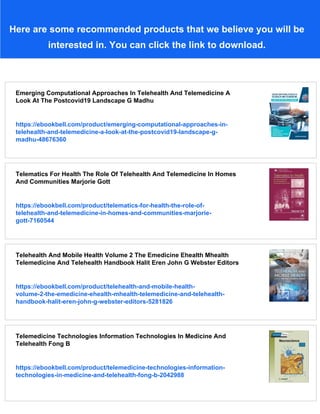 Telemedicine Telehealth And Telepresence Principles Strategies ...