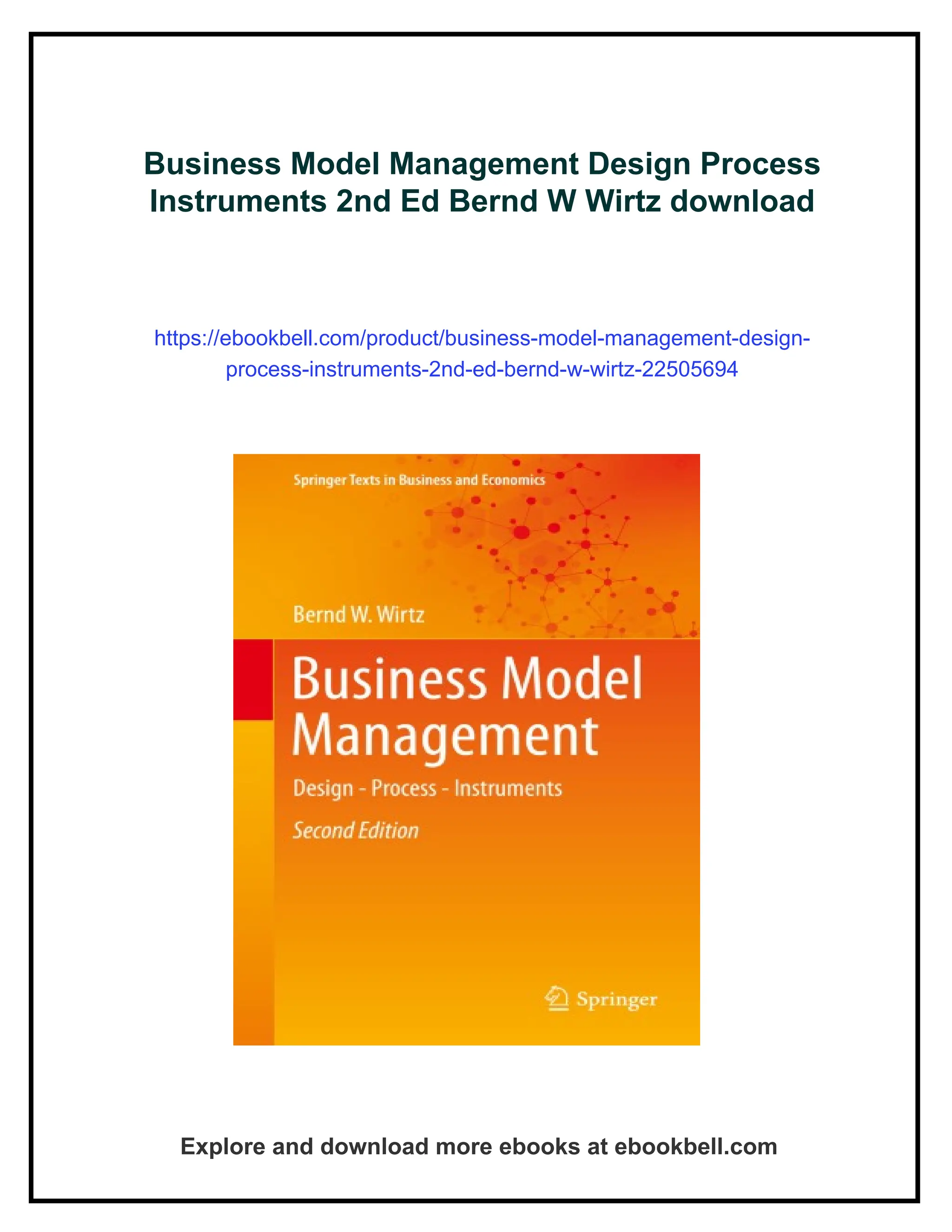 Business Model Management Design Process Instruments 2nd Ed Bernd W ...