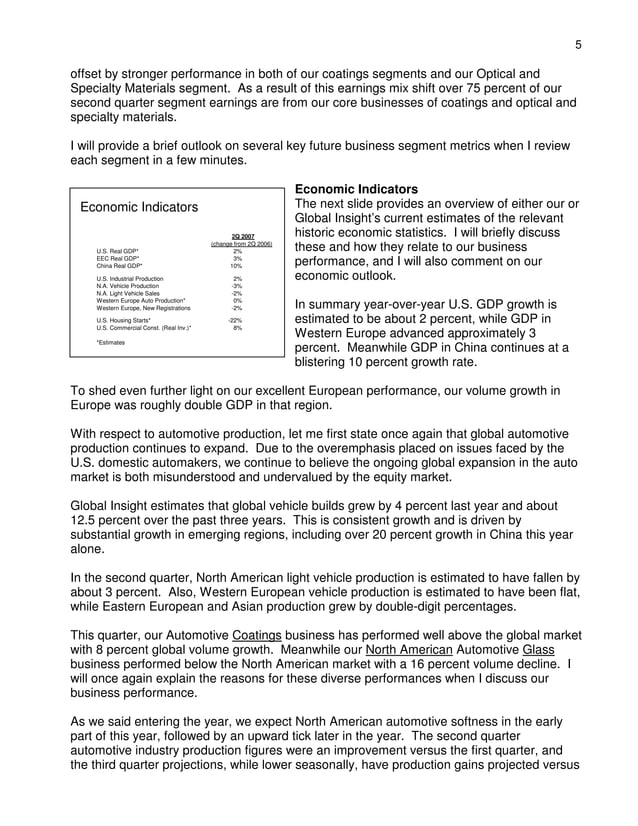 2Q 2007 EARNINGS TRANSCRIPT | PDF | Commodities | Economy