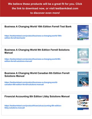 Business A Changing World 10th Edition Ferrell Solutions Manual | PDF