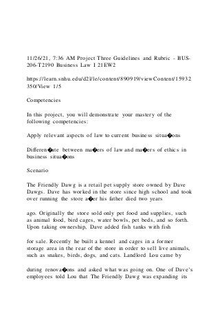 112621, 736 AM Project Three Guidelines and Rubric - BUS-20 | DOCX