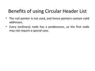header, circular and two way linked lists | PPT
