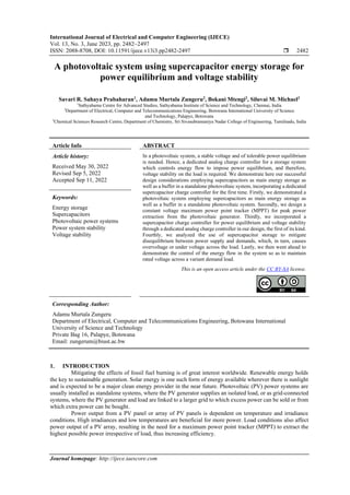 A photovoltaic system using supercapacitor energy storage for power ...