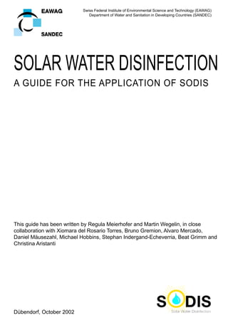 Solar Water Disinfection A Guide For The Application Of Sodis Regula ...