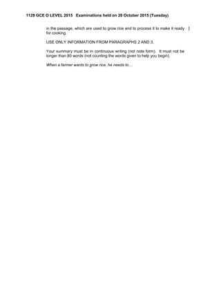 GCE O LEVEL 1128 PAPER 2 inserts and questions 2015 | DOC