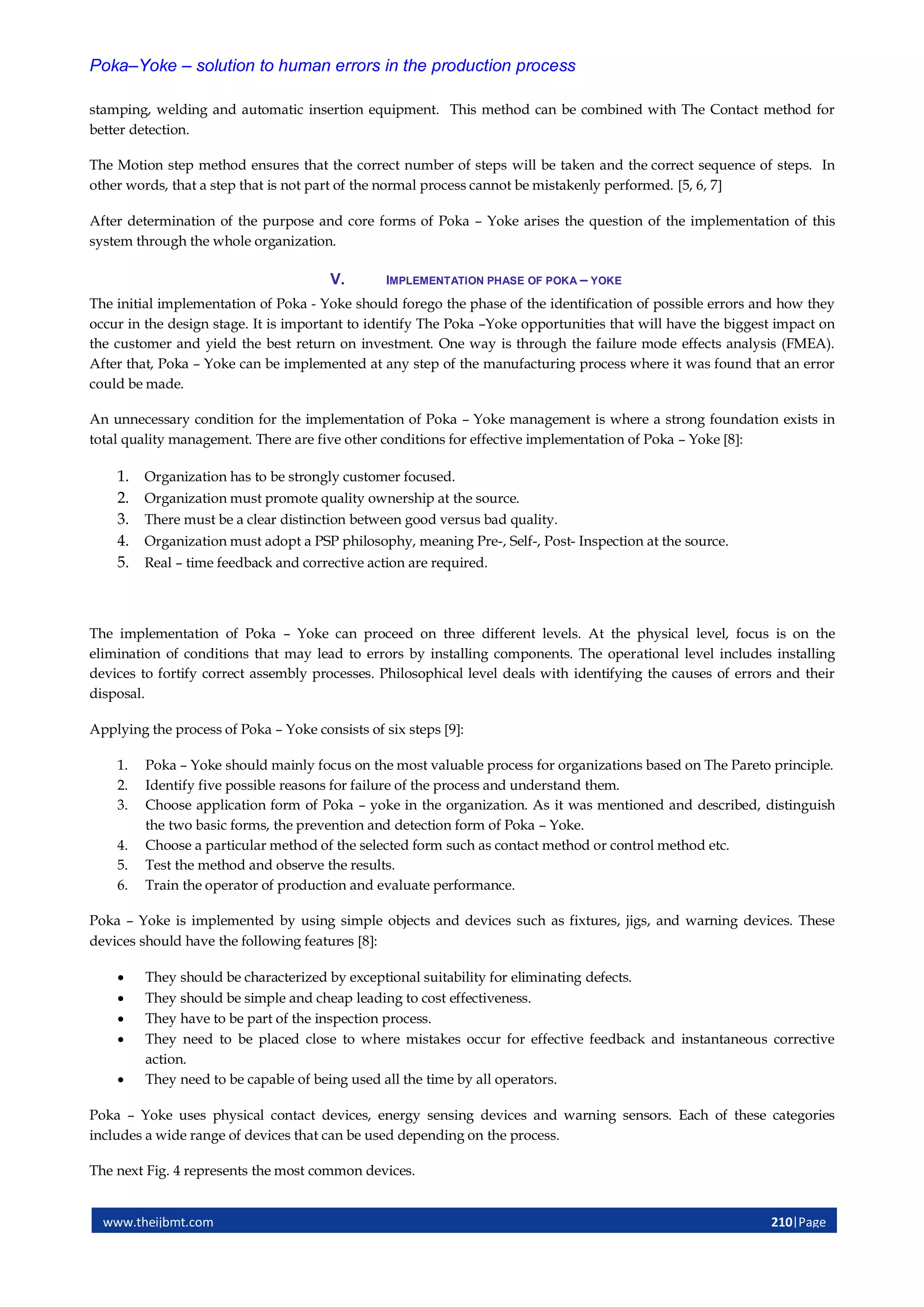Poka–Yoke – solution to human errors in the production process | PDF