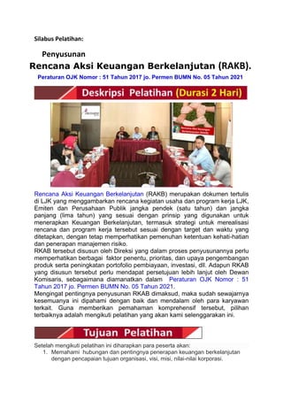 Silabus Pelatihan _"Penyusunan Rencana Aksi Keuangan Berkelanjutan ...