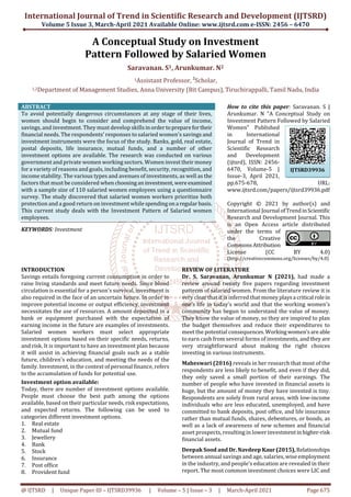A Conceptual Study on Investment Pattern Followed by Salaried Women | PDF