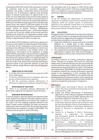 A Study on Effective Performance Appraisal System in Eid Parry ...