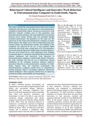 Behavioural Cultural Intelligence and Innovative Work Behaviour in ...