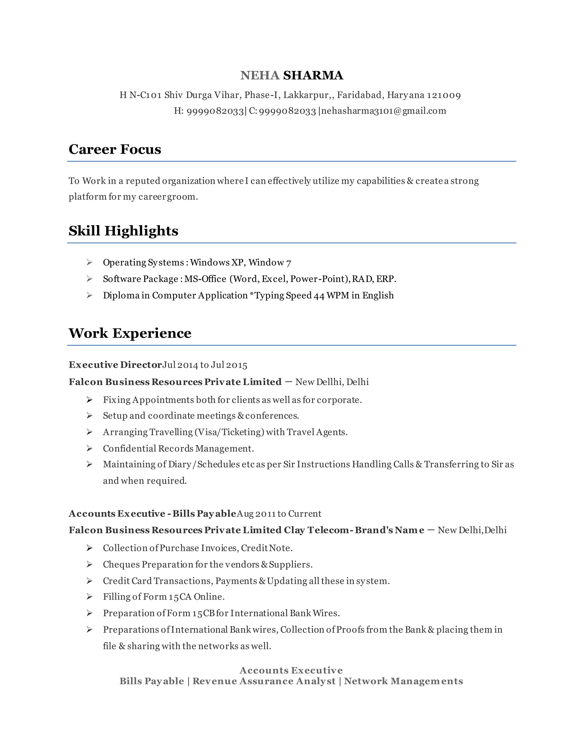 Neha CV - Updted | PDF