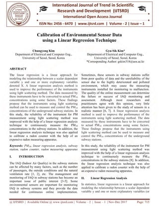 Calibration of Environmental Sensor Data Using a Linear Regression Technique | PDF