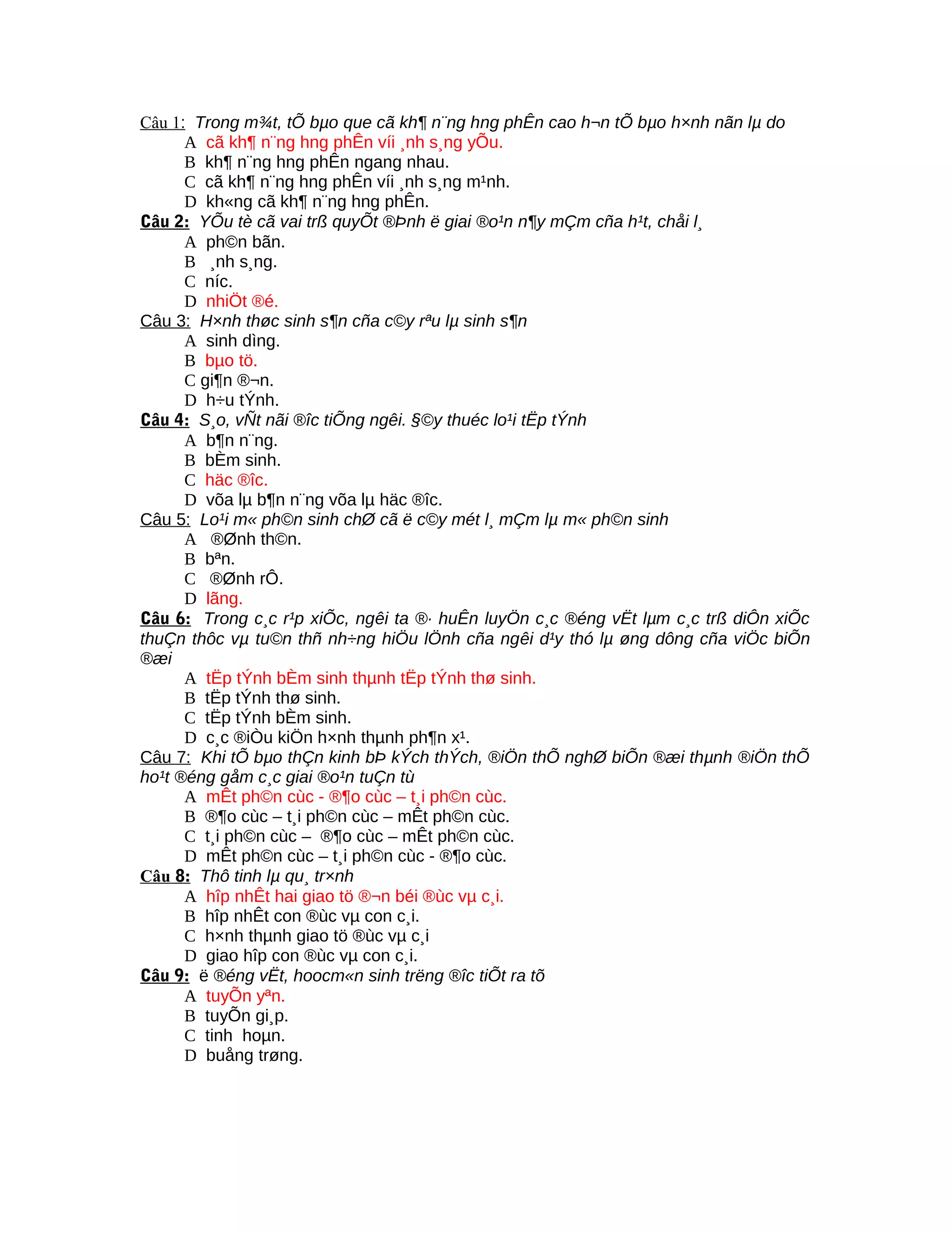 112 cau hoi trac nghiem sinh 11 | DOC