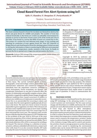 Cloud Based Forest Fire Alert System using IoT | PDF