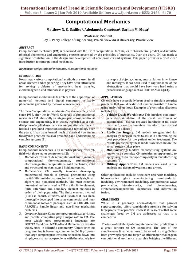 Computational Mechanics | PDF | Physics | Science