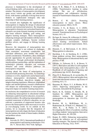 Enhancing Metacognition in Educational Settings A Comprehensive Review of Research and ...