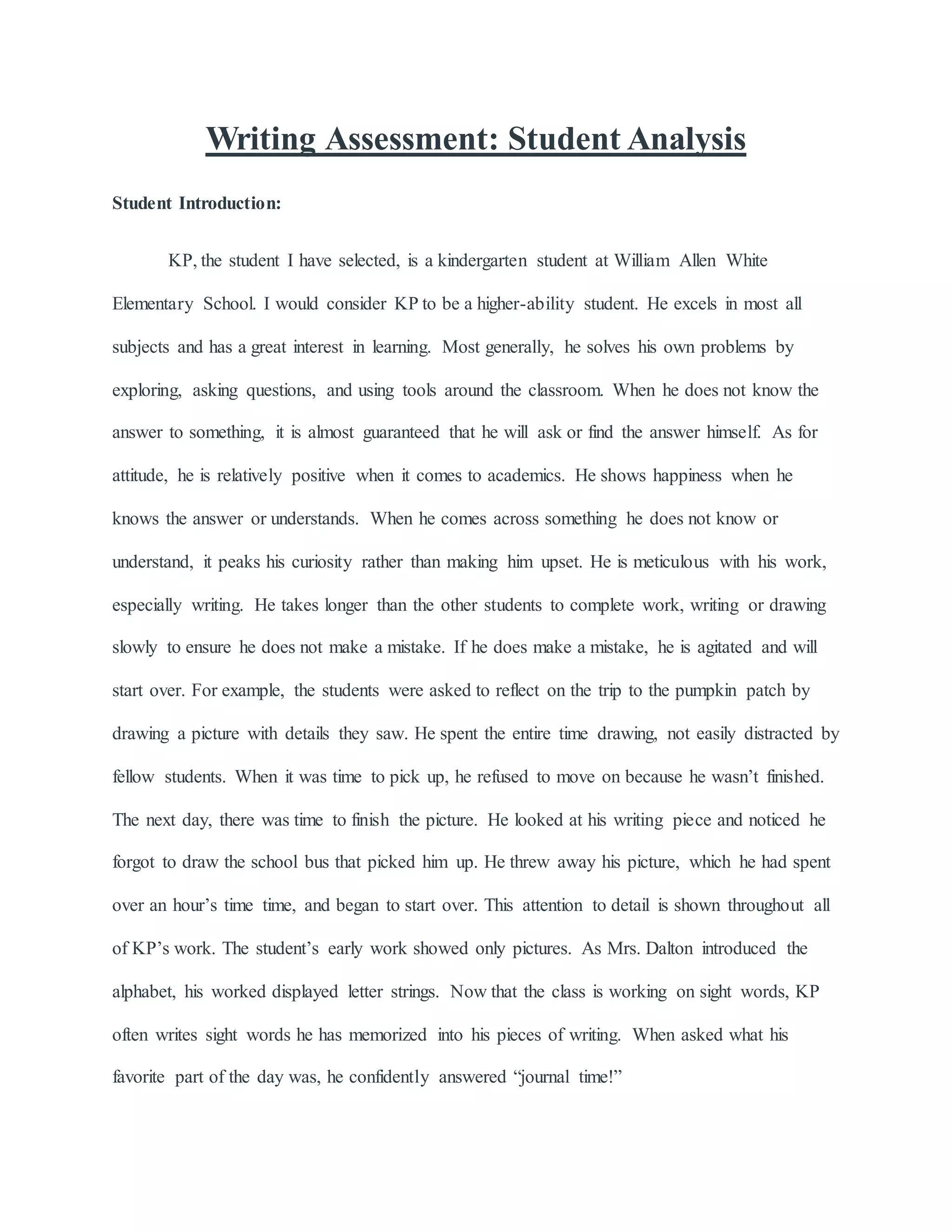 Students Writing Analysis | PDF