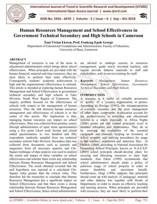 Human Resources Management and School Effectiveness in Government Technical Secondary and High ...