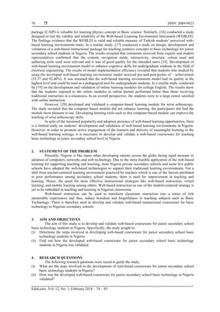 Development and Validation of Web-based Courseware for Junior Secondary School Basic Technology ...