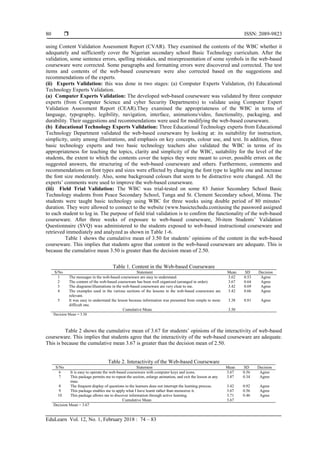 Development and Validation of Web-based Courseware for Junior Secondary ...