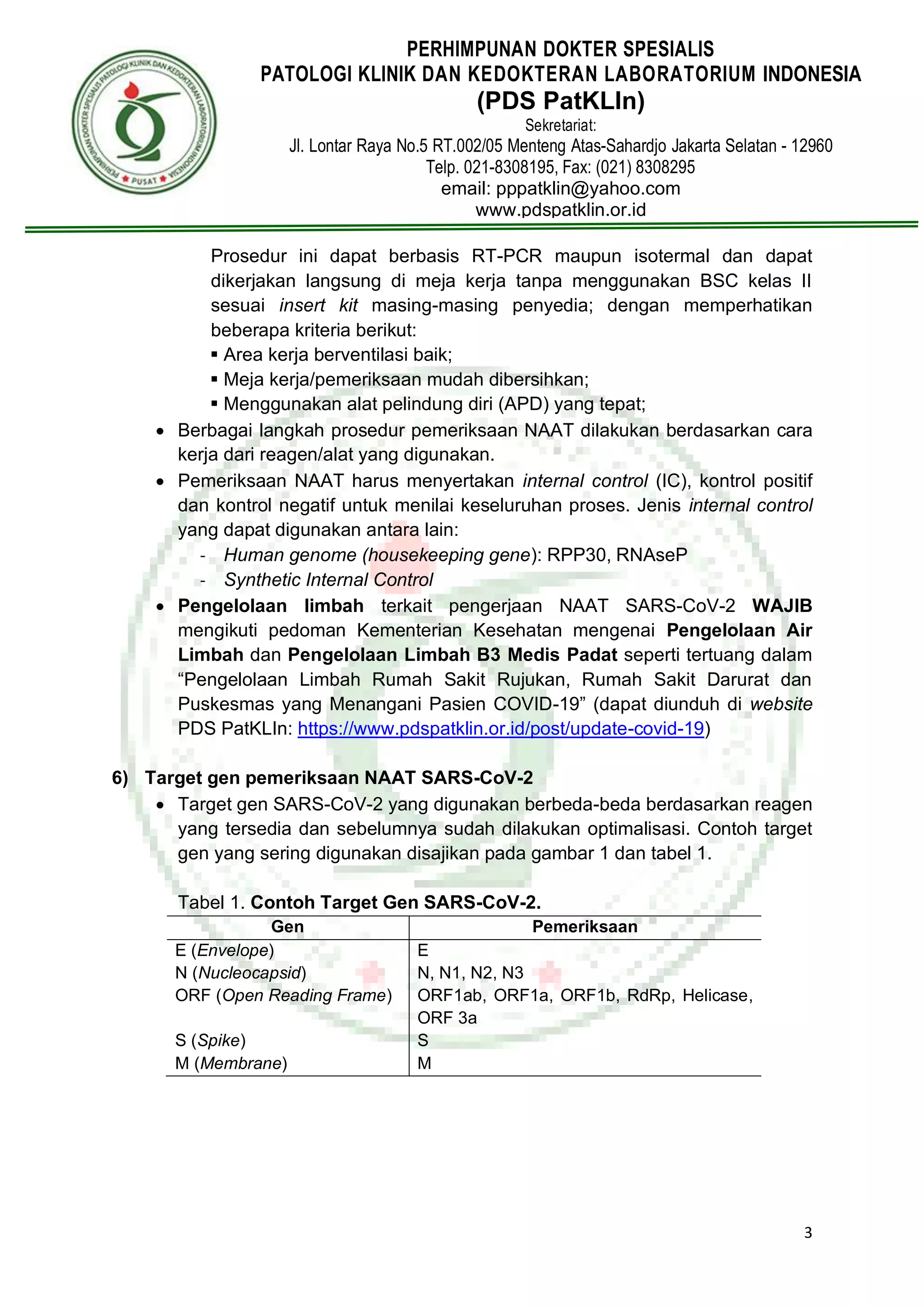 PANDUAN TATALAKSANA PEMERIKSAAN NAAT (NUCLEIC ACID AMPLIFICATION TEST ...