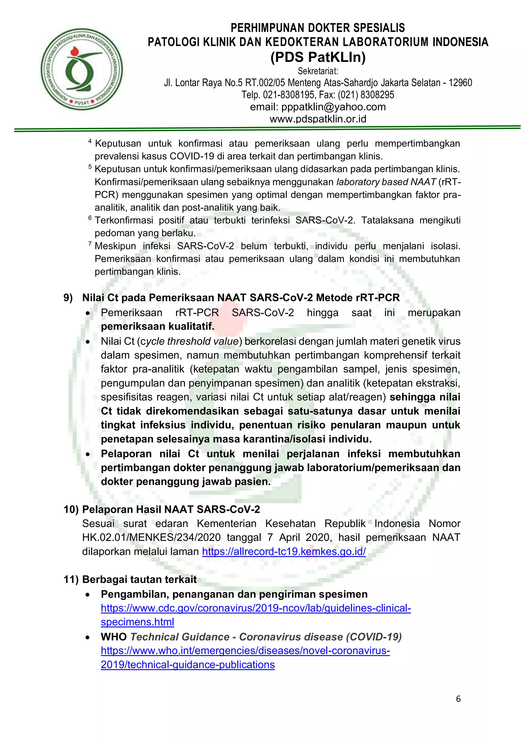 PANDUAN TATALAKSANA PEMERIKSAAN NAAT (NUCLEIC ACID AMPLIFICATION TEST ...