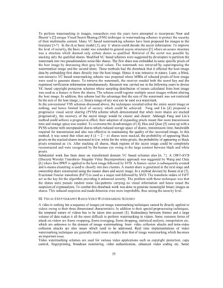 An Overview of Visual Cryptography based Video Watermarking Schemes: Techniques and Performance ...