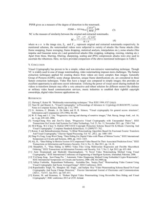 An Overview of Visual Cryptography based Video Watermarking Schemes: Techniques and Performance ...