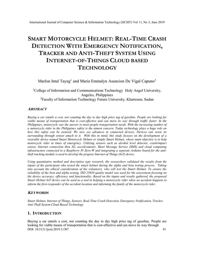 Smart Motorcycle Helmet: Real-Time Crash Detection With Emergency ...