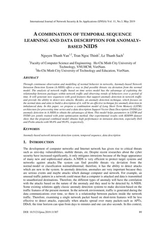 A COMBINATION OF TEMPORAL SEQUENCE LEARNING AND DATA DESCRIPTION FOR ...