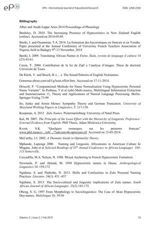Hypocoristics in isi Zulu anthroponomy | PDF