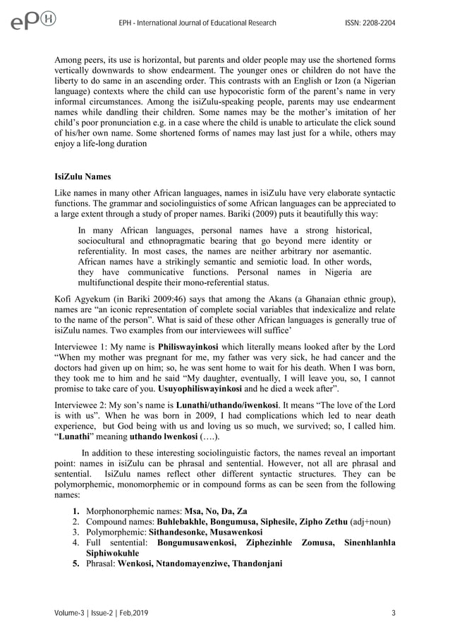 Hypocoristics in isi Zulu anthroponomy | PDF
